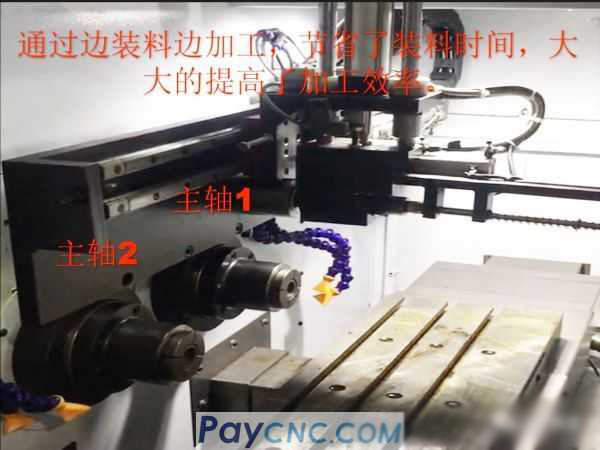 CNC lathe dual-spindle automatic feed